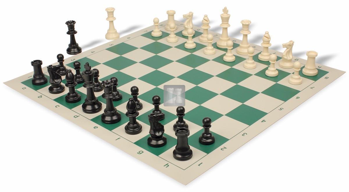 Completo da torneo Scacchi doppio piombo + Scacchiera bianco/verde