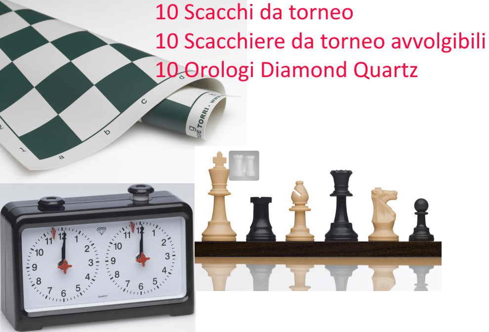 Offerta 10 Scacchi da torneo + 10 Scacchiere da torneo + 10 Orologi ...