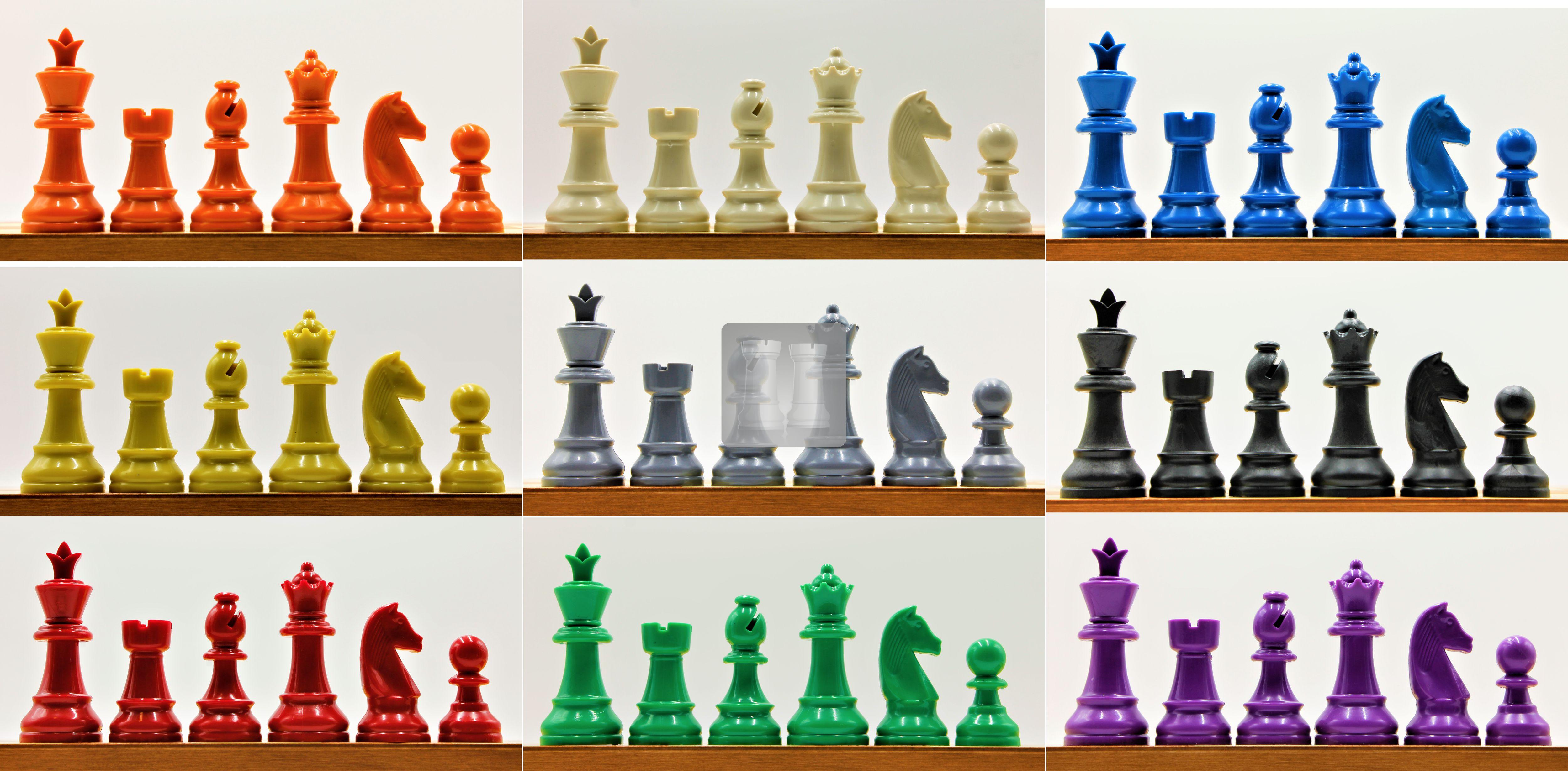 Coloured chess pieces
