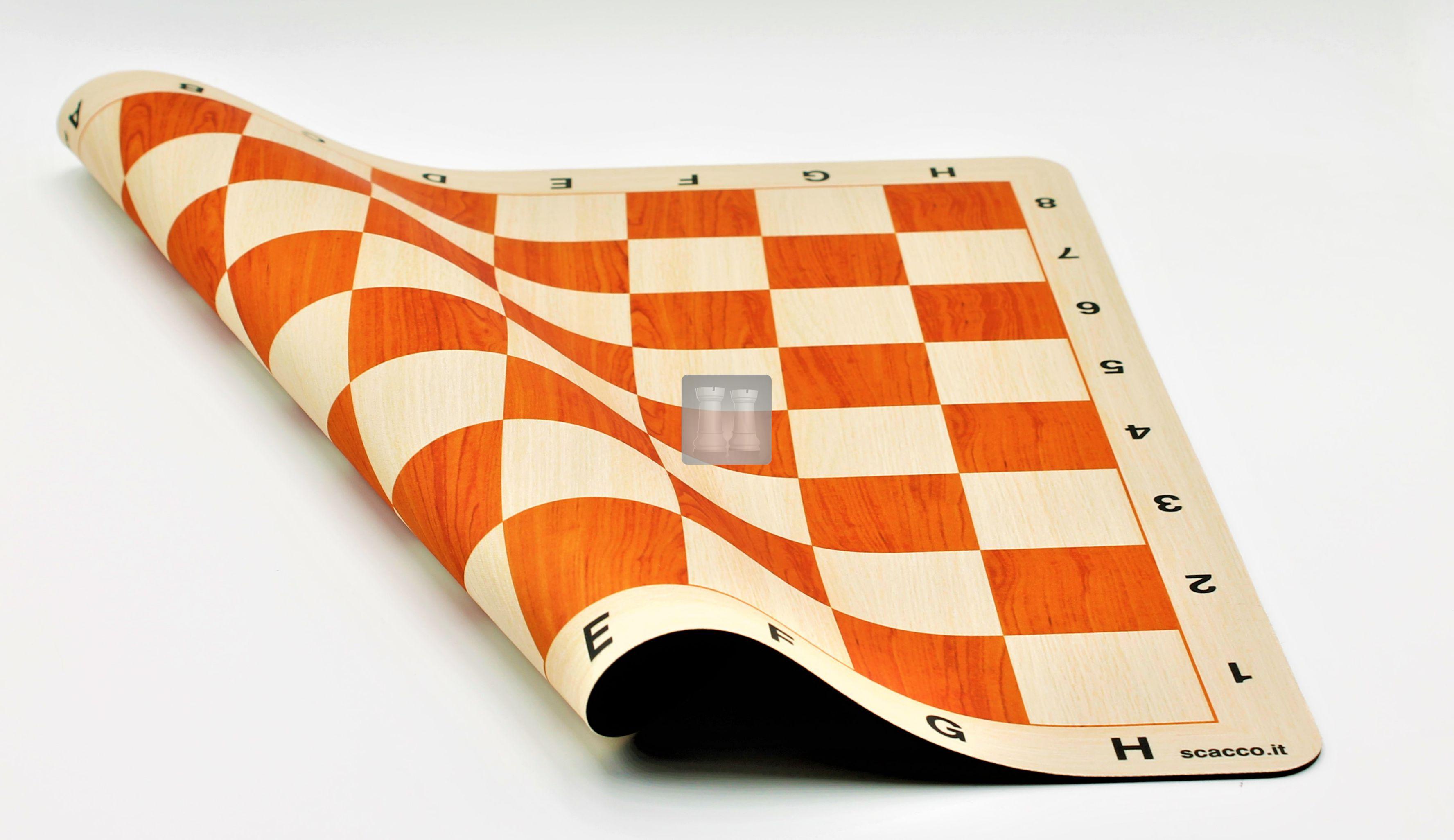 Scacchiera da torneo gommata tipo mousepad - legno-abete