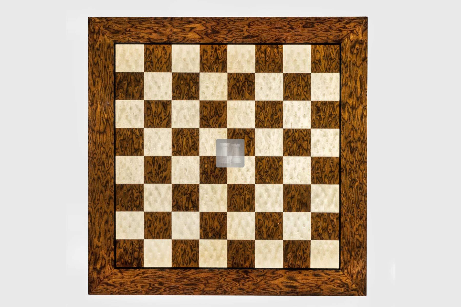 Scacchiera da torneo in acero e radica di frassino